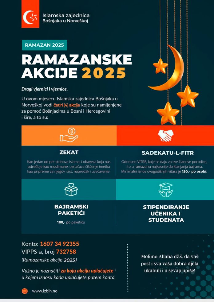 Ramazanske akcije 2025 - Islamska zajednica Bošnjaka u Norveškoj